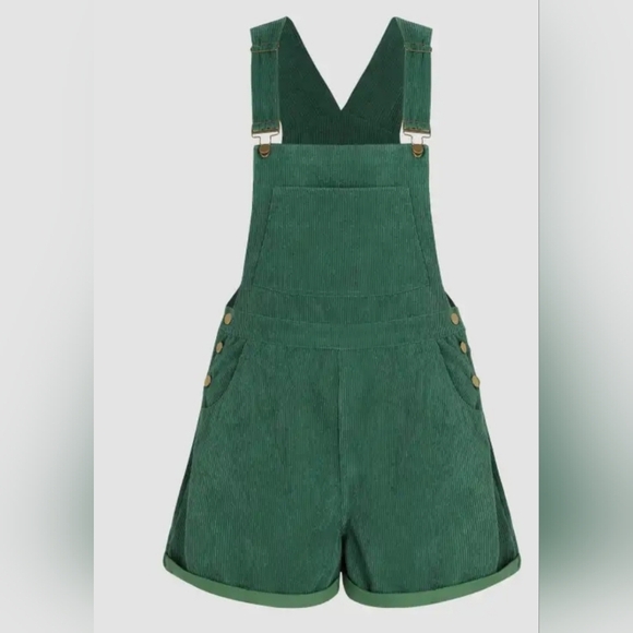 Cider | Pants & Jumpsuits | Cider Green Short Overalls With Gold ...